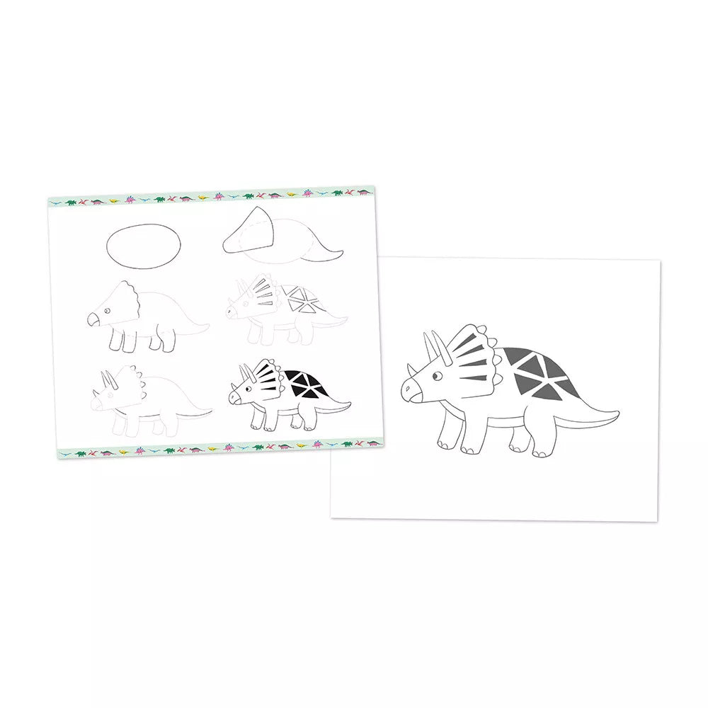 Step By Step Creative Dinosaur Drawing Box - 20 Dinos Models