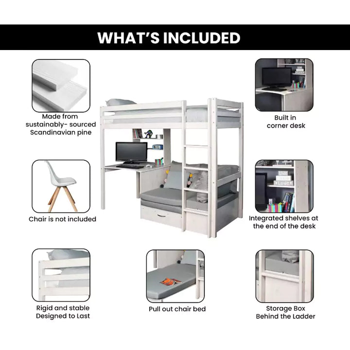 Thuka Hit 9 High Sleeper Bed with Desk & Sofabed