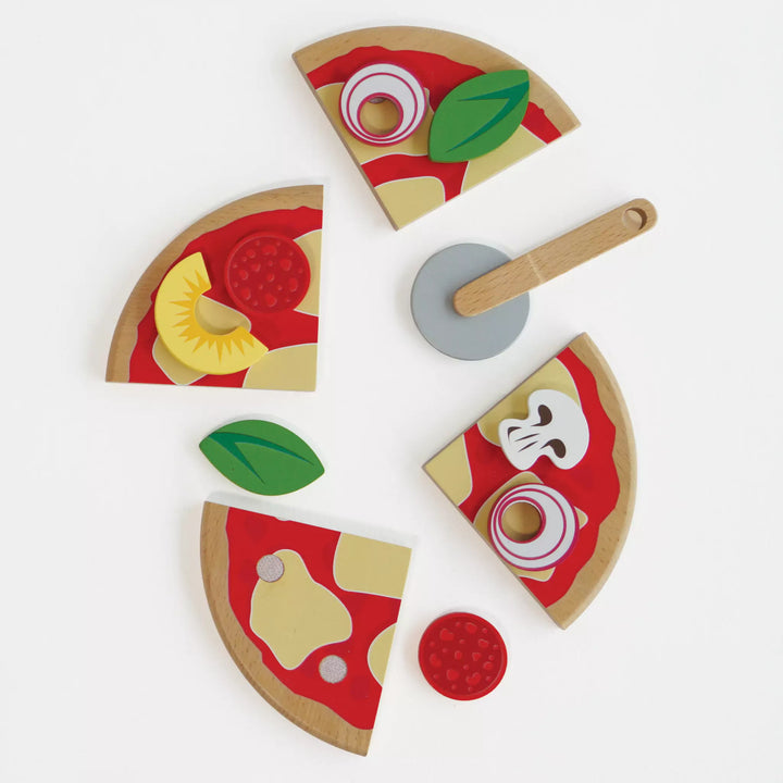 Wooden Pizza Toy With Toppings & Cutter