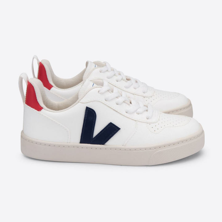 Veja V-10 Laces Kids Trainer - White Cobalt Pekin