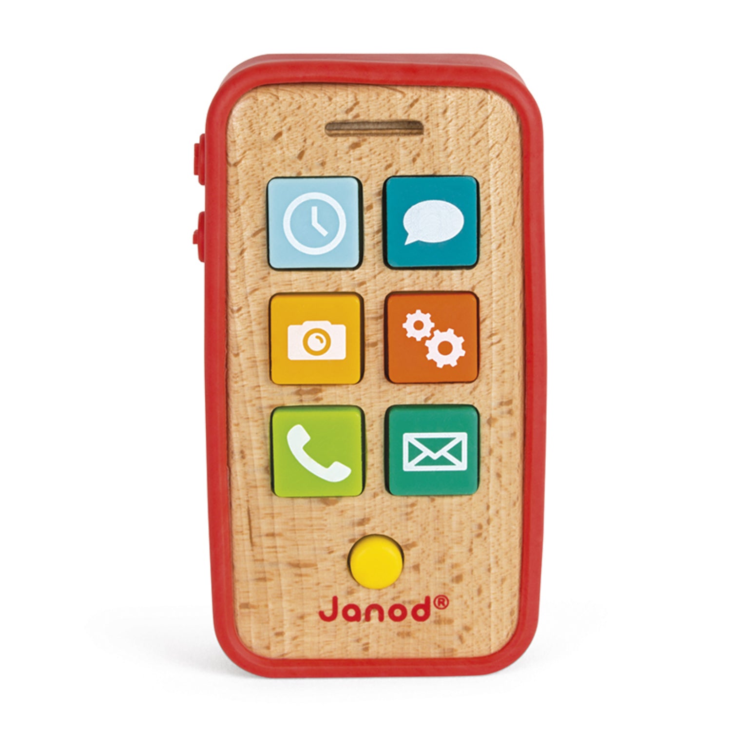 Wooden Sound Phone Toy With Removable Silicon Cover